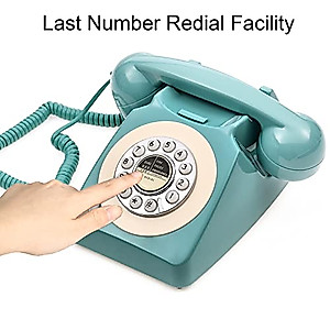 Retro Landline Phone Vintage Blue - Classic Design with Redial Button
