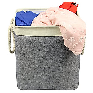 Casaphoria 75L Laundry Hamper with Support Rods and Rope Handles, ,Freestanding Rectangular Fabric Storage Basket Large Cube Organizer,Collapsible Dirty Clothes Canvas Hampers