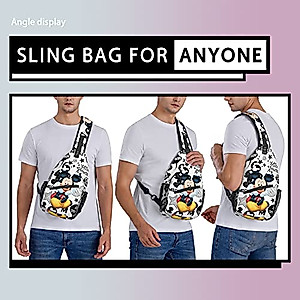 BXXNOS Sling Backpack, Cartoon Crossbody Sling Backpack with Keychain Sling Bag Travel Hiking Chest Bag Daypack Women Men's Gifts Stuff