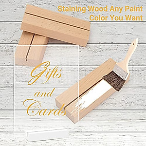 TLunlove Clear Acrylic Sheet with Wood Stand, 8 x 10 inch, 5 Pack Acrylic Wedding Signs Blank with Holder, DIY Acrylic Table Signs, Scratch Resistant, Smooth Edges