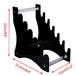 KAFENDA Pocket Knife Display Acrylic Desktop Display Stand Holds 6 Fixed Knives for Hunting Knife,Dagger,Pocket Knife Display（Black）