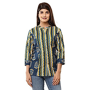 Vihaan IMPEX Zigzag Printed Tunic Casual Kurti Top for Women Shirt for Ladies Multicolor