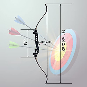 SinoArt Falcon 60" Takedown Hunting Recurve Bow Metal Riser 30 35 40 45 50 55 60 65 70 Lbs Black/Camo Right Handed(60 LBs)