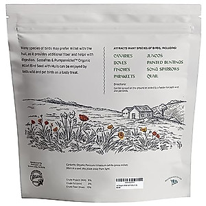 Sassafras & Pumpernickel Organic Millet with Hulls (10 lbs) USA Grown and Packaged, Bulk White Proso Millet for Birds, Hull-on Millet for Added nutrients, Millet Bird Seed for Parakeets, Cockatiels