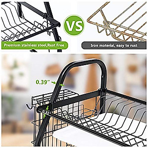 1Easylife Dish Drying Rack, 2 Tier Dish Rack Stainless Steel with Utensil Knife Holder and Cutting Board Holder Dish Drainer with Removable Drain Board for Kitchen Counter Organizer Storage
