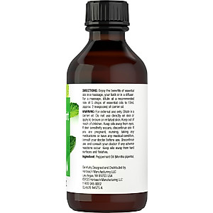 Horbäach Peppermint Oil | 2 fl oz | Pure Essential Spray | for Massage, Bath & Diffusers | Non-GMO, Gluten Free