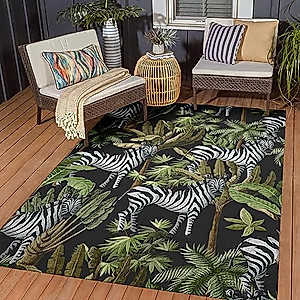 Dalyn Rugs Indoor/Outdoor Tropics TC13 Black Washable 8' x 10' Rug