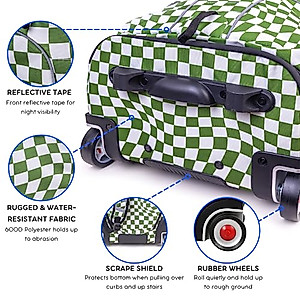 J World New York Lunar Rolling Backpack, Laptop Bag with Wheels, Matcha Checkers, 19.5"