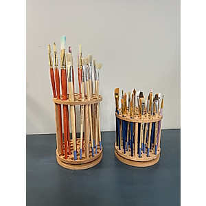 BlackLabMill Paintbrush Holder Set - Handmade Paint Brush Holder Rotating paint brush Organizer – Large Capacity Brush Organizer for Arts and Crafts