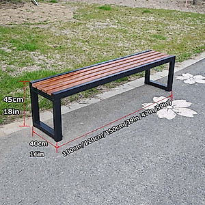 Lnder 100x40x45cm Outdoor Garden Bench Bronze Garden Seat Outdoor Backless Benches Park Solid Wood Bench 400kg Load Capacity (Size : 59in)