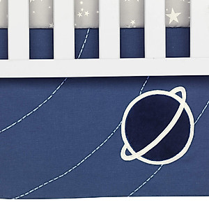 Lambs & Ivy Milky Way Space Galaxy 4-Piece Baby Nursery Crib Bedding Set - Blue/Gray