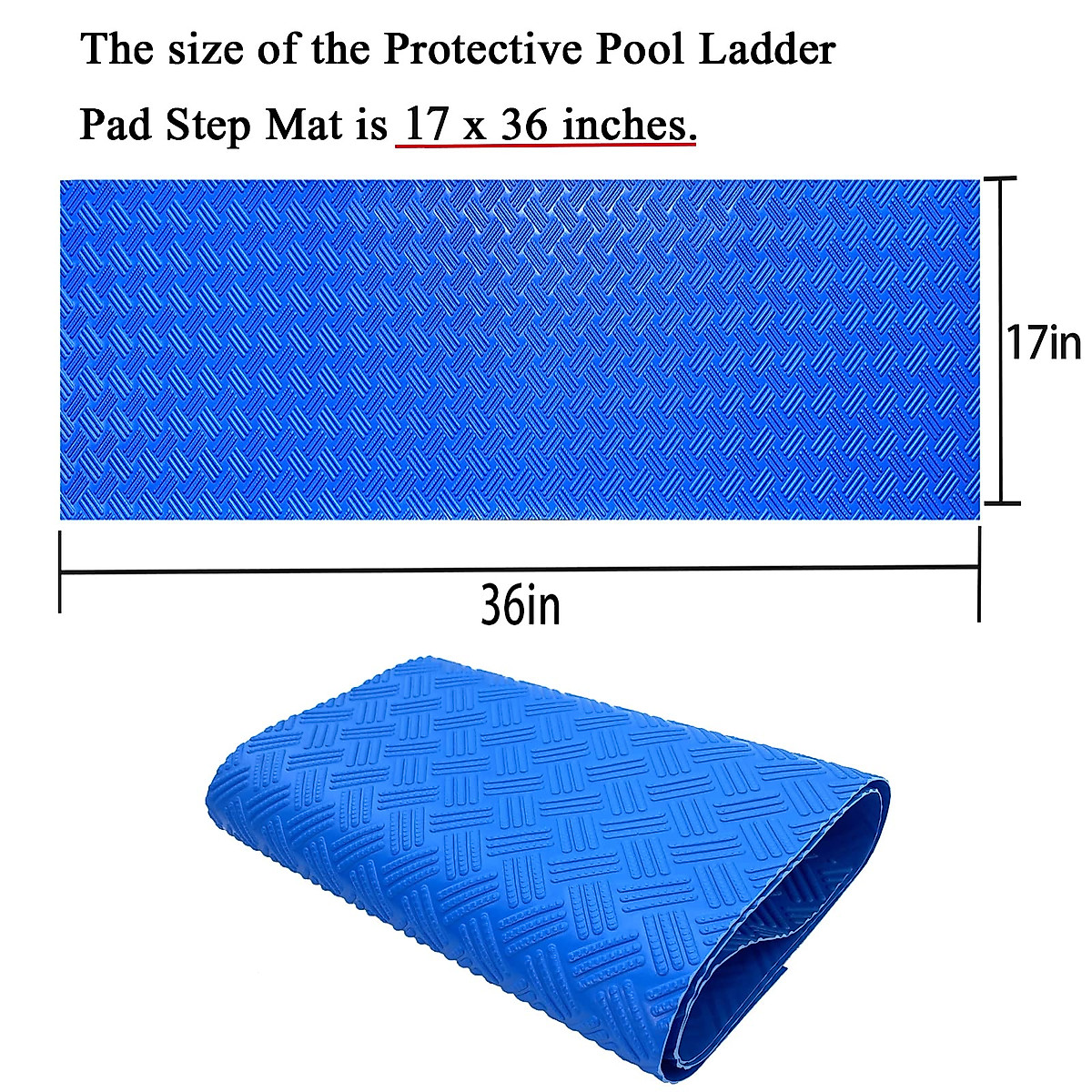 SKARUMMER Swimming Pool Ladder Mat - Protective Pool Ladder Pad Step Mat with Non-Slip Texture, Blue Medium Pool Step Mat, Pool Liner Protection Mat 36 inch X 17 inch