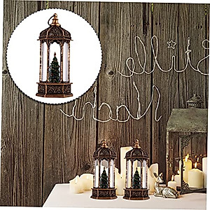 DOITOOL Christmas Lights Vintage Lantern LED Lantern Christmas Snow Globes Holiday Christmas Tabletop Lights Christmas Wind Lantern Plastic Xmas Light Vintage Christmas Light Tabletop Lamp