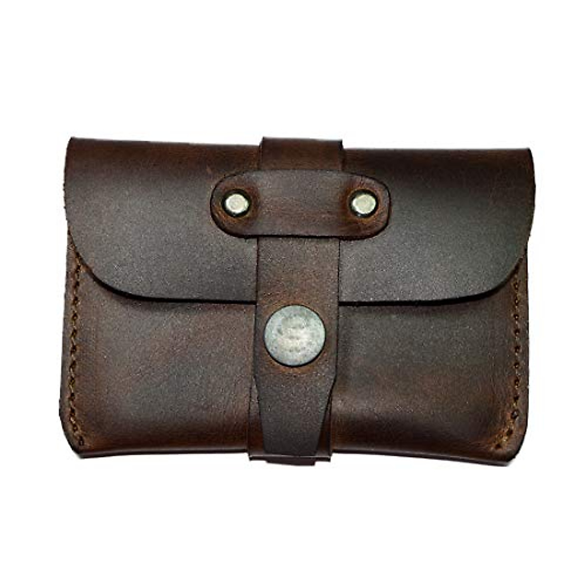 Hide & Drink, Leather Credit Card Holder/Presentation Card Holder/Card Wallet/Minimalist Wallet/Front Pocket Wallet, Handmade :: Bourbon Brown