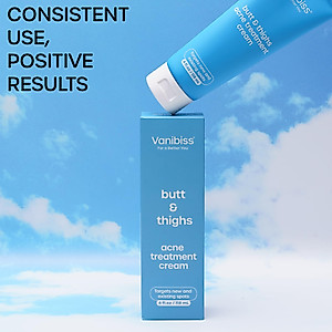 Vanibiss Butt & Thighs Acne Treatment Cream - Reduce Butt Acne, Pimples & Zits - Buttocks Acne Cream - Butt Acne Clearing Lotion - Butt Cream for Bum Acne - 2% Salicylic Acid for Acne Prone Skin (4oz)
