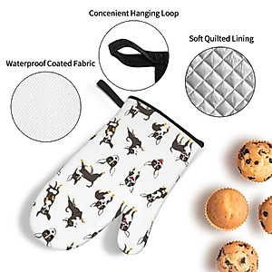 Cute Chihuahua Pattern Oven Mitts and Pot Holders Sets Kitchen Hot Pad Non-Slip Heat Resistant Waterproof Baking BBQ Cooking Gloves(4 Piece)