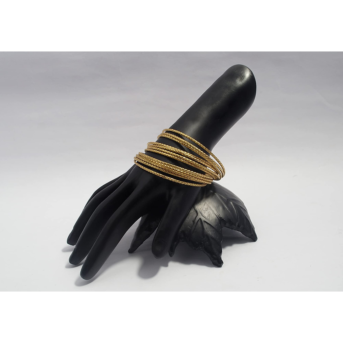 Pure Hands Nicole Speckle (Set of 12) - Slim Spacer Golden Bangle Bracelets for Women (2.6 Inches)