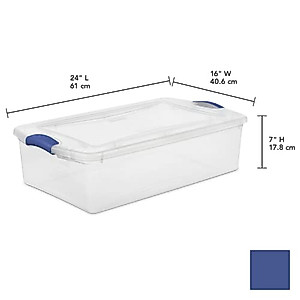 32 Qt. Latch Box Plastic, Stadium Blue, Set of 6 ,QH 239 (Blue, Count:6)