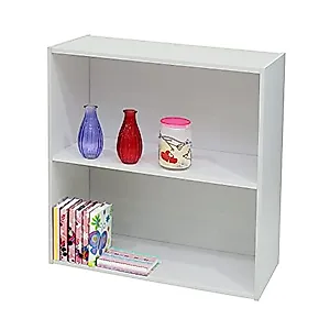 Kings Brand Furniture White Wood 2-Tier Shelf Bookcase Storage Organizer