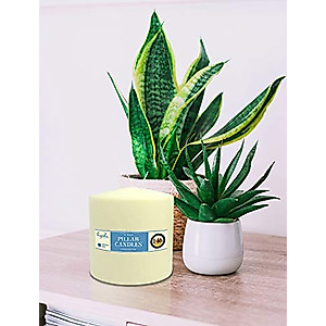 HYOOLA Ivory Three Wick Large Candle - 6 x 6 Inch - Unscented Big Pillar Candles - 146 Hour - European Made
