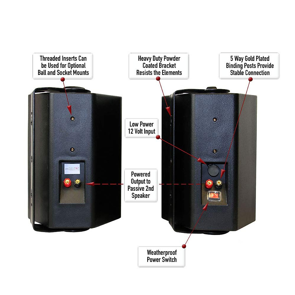 Sound Appeal Wireless Outdoor Speakers, 6.5" Bluetooth Weatherproof Speakers for Deck Patio Backyard, Pair (Black)