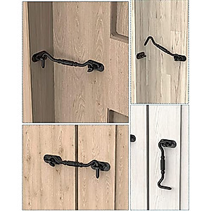 MIWOOYY 23 inch Barn Door Handle Distressed Gold - Rustic Sliding Barn Pull Flush Door Handles with Lock Hook Latch Sets, for Barn Door Gates Garages Sheds