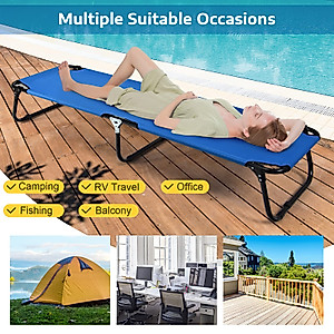 Tangkula Folding Camping Cot, Portable Camping Bed with Steel Frame, Elevated Travel Military Portable Cots Bed for Adults Kids, Indoor Outdoor Foldable Sleeping Cot for Nap, Beach, Hiking, Camping