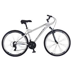 Schwinn Network 3.0 Hybrid Bike, Men and Women, 700c Wheels, 21-Speed, 18-Inch Aluminum Frame, Front Suspension, Alloy Linear Pull Brakes, White