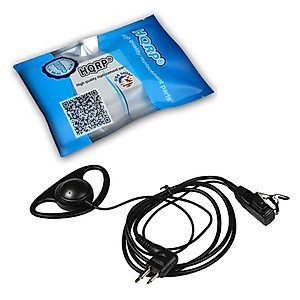 HQRP D Shape Earpiece Headset PTT Mic Compatible with Motorola CP250, CP300, RDV-2080D, RDV-5100, VL50