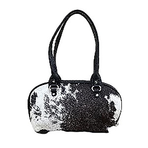 Tote Bag For Women Cowhide Leather Handbag Purse Bag Shoulder Bag Real Cowhide Tricolor Black Brown And White Leather Hair On Bag For Women By Shikhaart