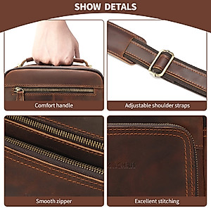 Jack&Chris Leather Messenger Bag for Men, Man Purse Crossbody Bags for Work Business, Red Brown