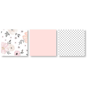 11 pc. Blush Pink, Grey and White Watercolor Floral Baby Girl Crib Bedding Set by Sweet Jojo Designs - Rose Flower Polka Dot