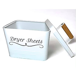 Dryer sheet holder Dispenser Box Container | Modern farmhouse dryer sheet container for laundy room accesories and decor with lid| White