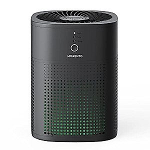 MORENTO Air Purifiers for Bedroom, True HEPA H13 Filter for Smoke, Allergies, Pet Dander Odor with Fragrance Sponge, small Air Purifier with 28db Sleep Mode, Black