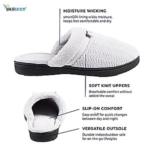 isotoner Women's Chevron Slip On Clog Slippers with Moisture Wicking for Indoor/Outdoor Comfort and Arch Support, Periwinkle, 8.5-9 M US