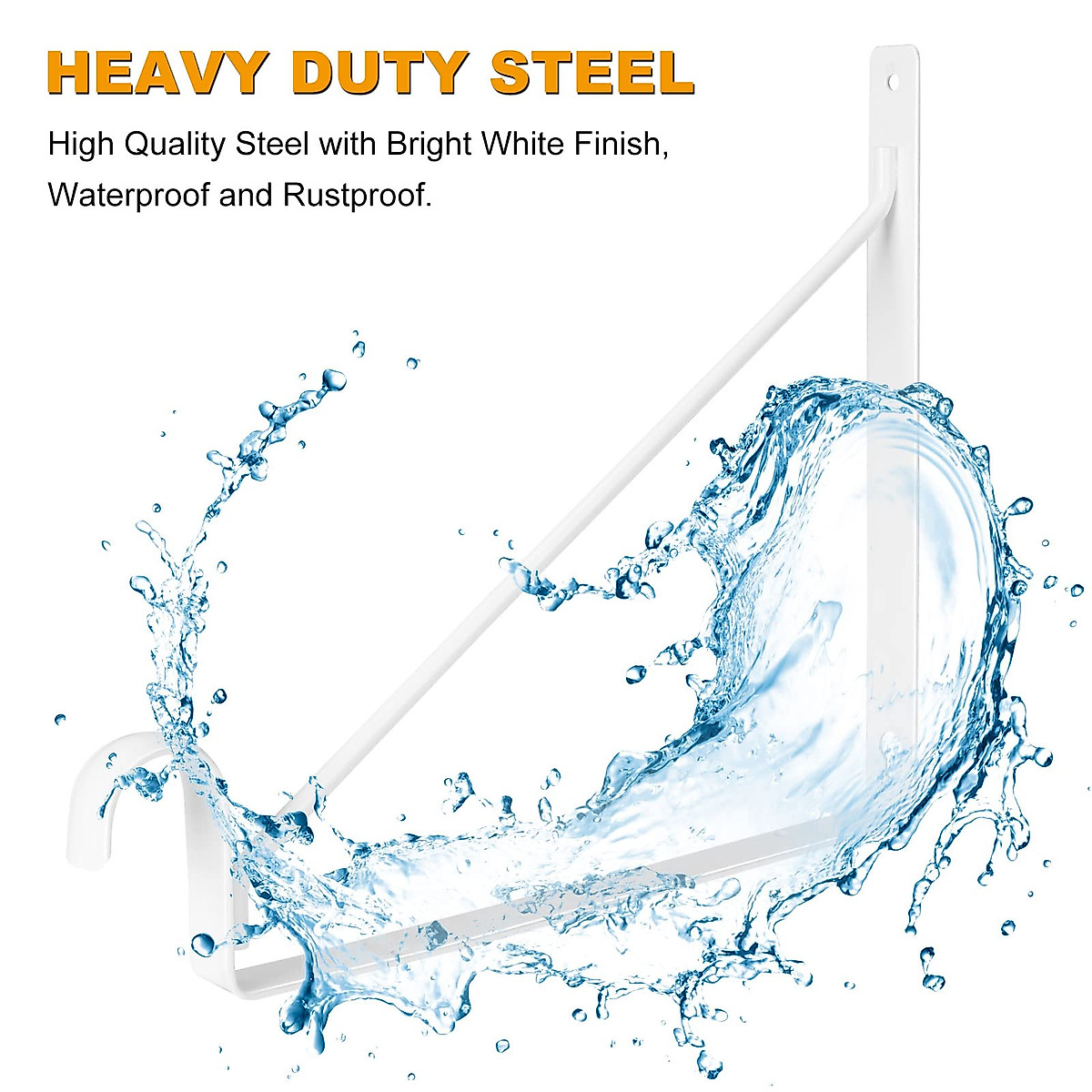 2 Pack Heavy Duty Closet Rod Brackets Holder 11 x 11 x 1 Inch, White Closet Rod Support Bracket Steel Closet Rod Holders for Hanging Clothes, Wall Mounted Shelf and Rod Support Brackets with Screws