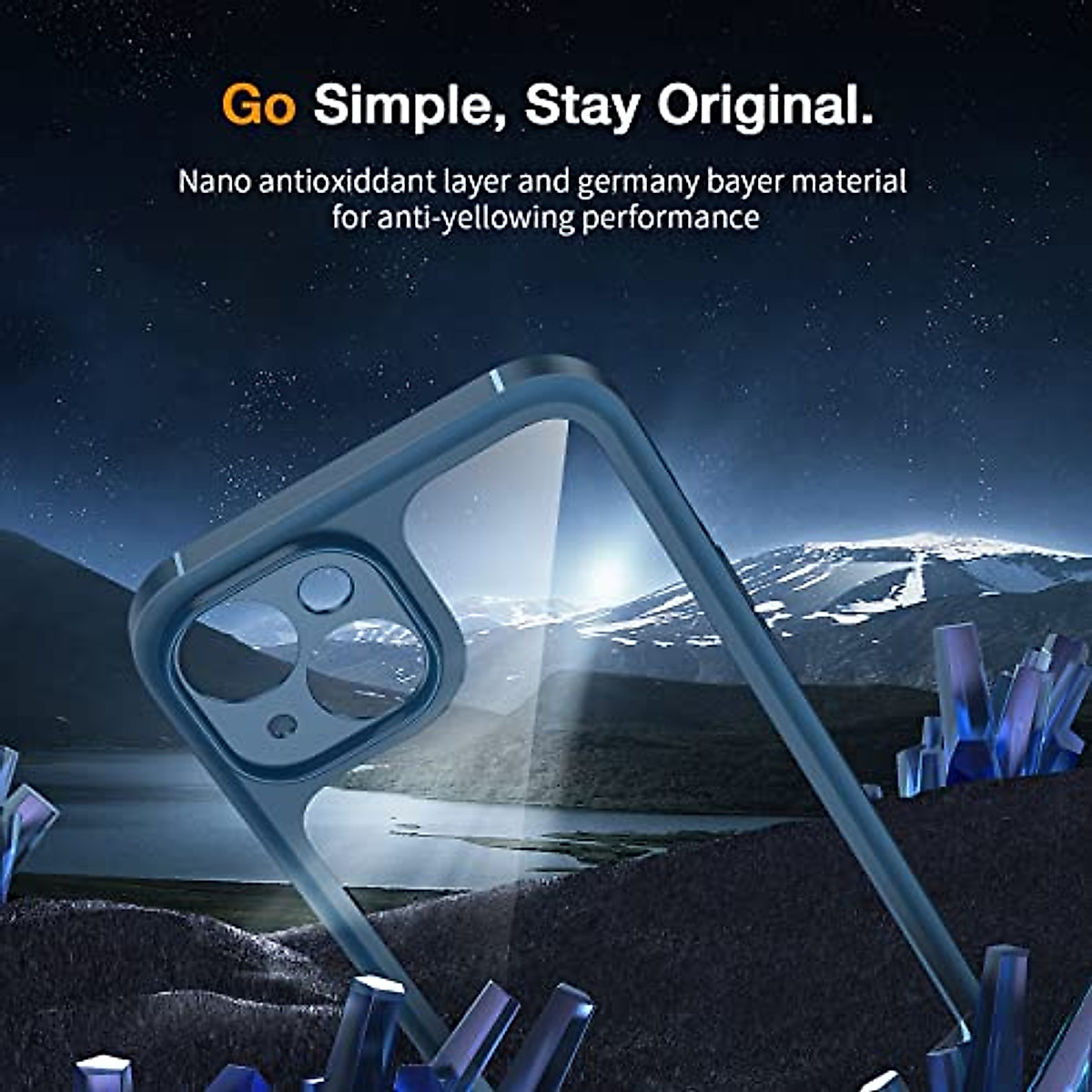 LK [3-in-1 for iPhone 14 Case Clear with 2pcs Screen Protector & Lens Protector 10FT Military Grade Drop Tested, Slim Protective Phone Case for iPhone 14, 6.1inch, Capri Blue