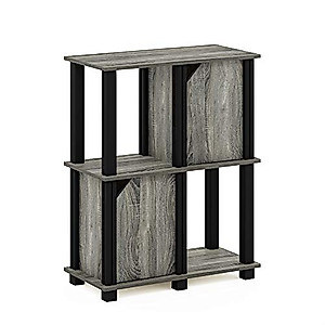 FURINNO Brahms Storage Shelf, 3-Tier, French Oak Grey/Black,19209GYWBK