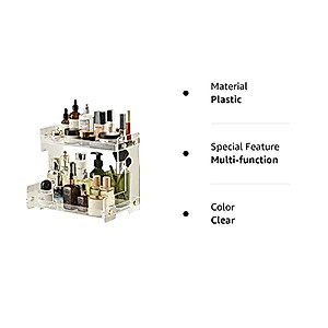 NEWRAIN Bathroom Organizer Countertop, Makeup 2-Tier Organizer Counter Organizer for Cosmetics, Vanity Holder for Lipstick,Cabinet Organizers and Storage