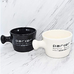 Parker Deluxe Stoneware Apothecary Shaving Mug – for use with up to 3” Shave Soaps and Lathering Shave Creams – Handmade in The USA (Ivory)
