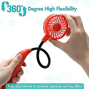 panergy Portable Neck Fan, 2600mAh Battery Operated Handfree Design Wearable Fan with 6 Speeds Strong Wind, 360° Adjustable High Flexibility Personal Fan for Outdoor Travel Home Office