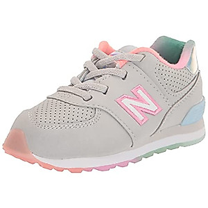 New Balance Kid's 574 V1 Bungee Sneaker, Summer Fog/Lemon Haze/Uv Glo, 9 Toddler