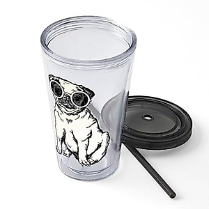 CafePress The Pug 16 oz Insulated Straw Tumbler with Lid