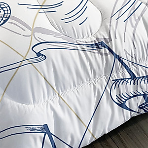 CVHOUSE Whale Comforter Set Twin Size,Ocean Theme Bedding Set for Kids,Whale Nautical Sailing Quilt Set Ocean Duvet Set Ocean Decor 3 Pieces