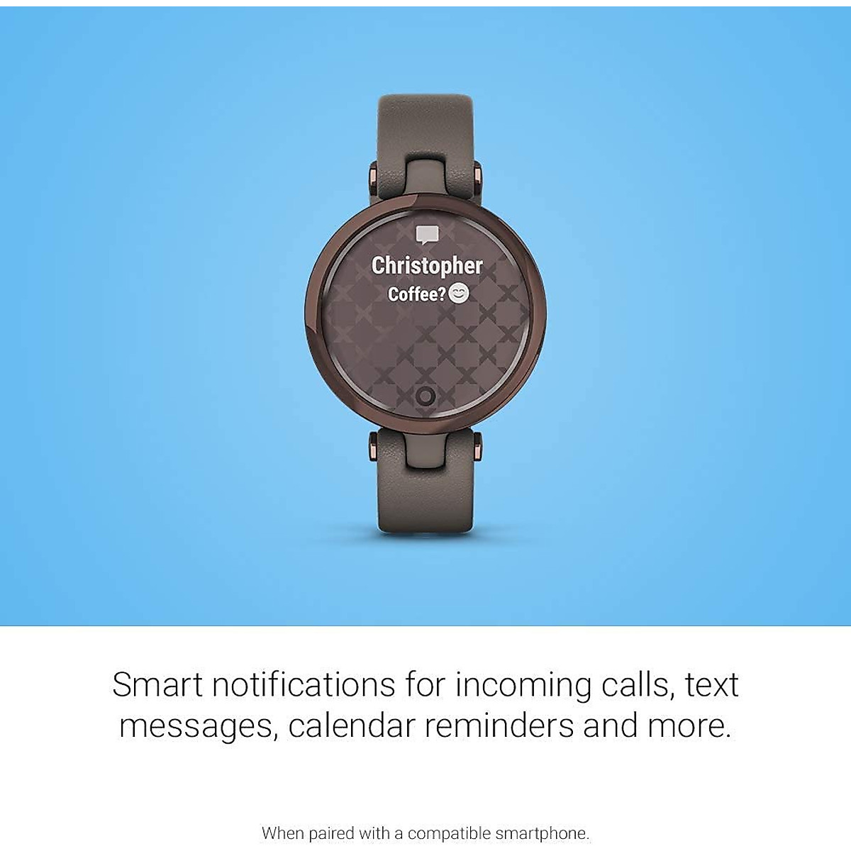 Garmin Lily™, Small Smartwatch with Touchscreen and Patterned Lens,Heart Rate Monitor Dark Bronze