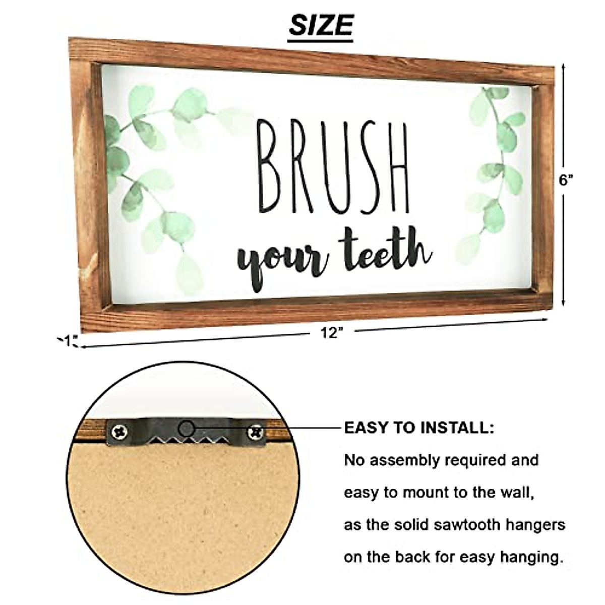 ABRADZ Bathroom Wall Decor Rustic Wood Farmhouse Bathroom Wall Decor Country Bathroom Decor Bathroom Sign & Plaque (Set of 3) Wash Your Hands Brush Your Teeth Comb Your Hair Bathroom Decorations