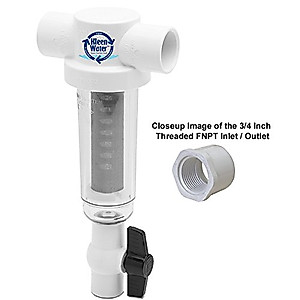 Rusco Vu-Flow, Campbell Alternative and Lakos Spin Down Filter, 100 Mesh Sand and Sediment Filter, 3/4 Inch FNPT (Female Threaded PVC Connection)