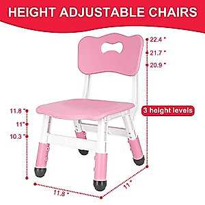 JIAOQIU Kids Chair Height Adjustable Toddler Chair Max Load 220LBS Plastic Indoor Outdoor Chair School Home Daycare Use Red