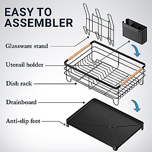 Dish Drying Rack - Dish Drainers for Kitchen Counter - Compact Portable Drainboard - Best RV Accessories Kitchen Storage & Organization - Kitchen Essentials Dish Drying Rack - Housewarming Gift Idea