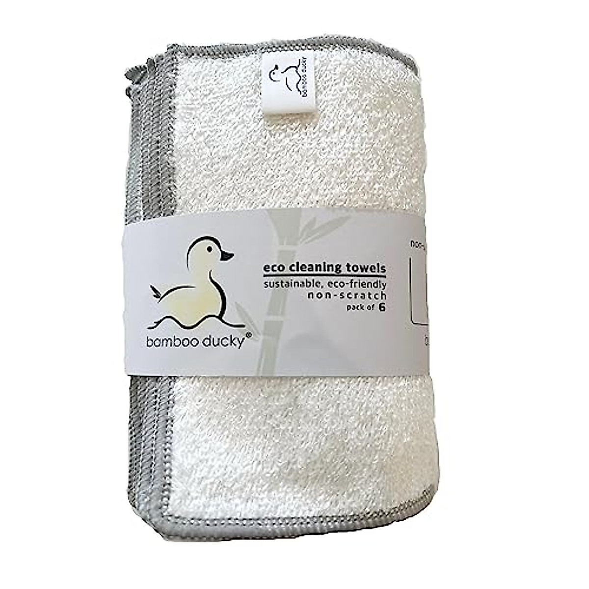 Bamboo Dish Cloths, Eco-Friendly,Non-Scratch,Lint-Free,Quick-Dry,Re-Usable,CleaningTowel Pack of 6 (Medium Ducky 9x7inch, Modern Grey/White)